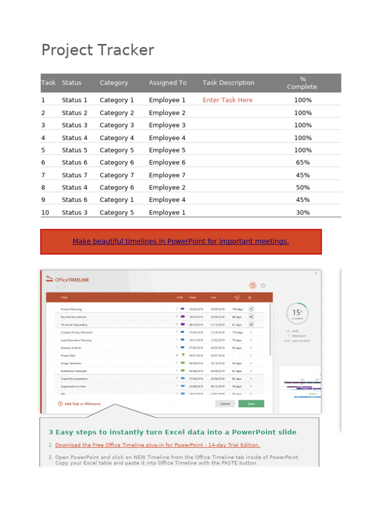 Project Tracker and Timeline Creation Guide | PDF | Microsoft Power ...