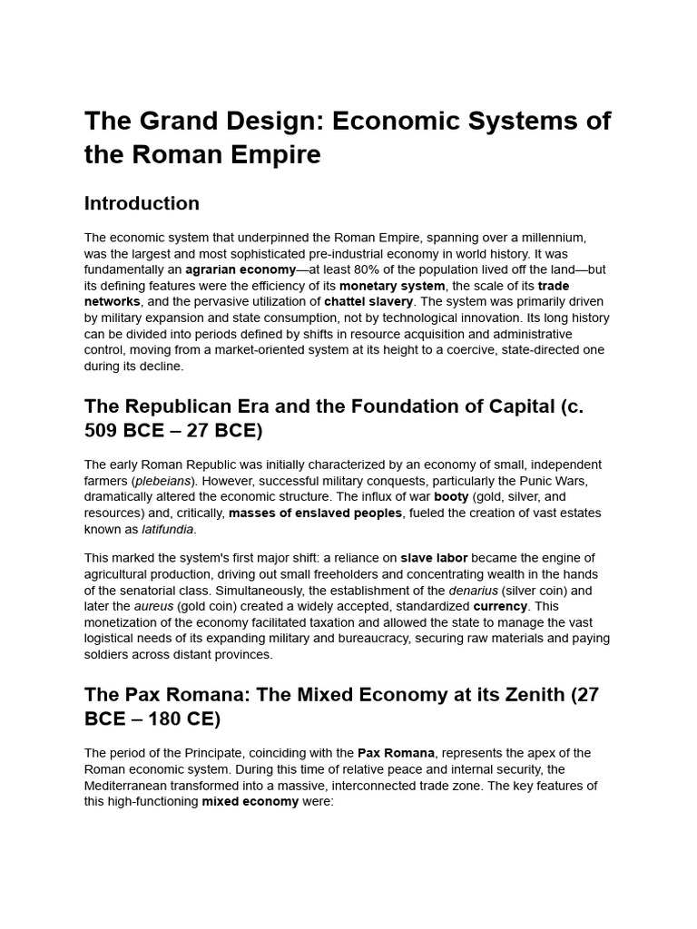 The Grand Design - Economic Systems of The Roman Empire | PDF | Roman ...