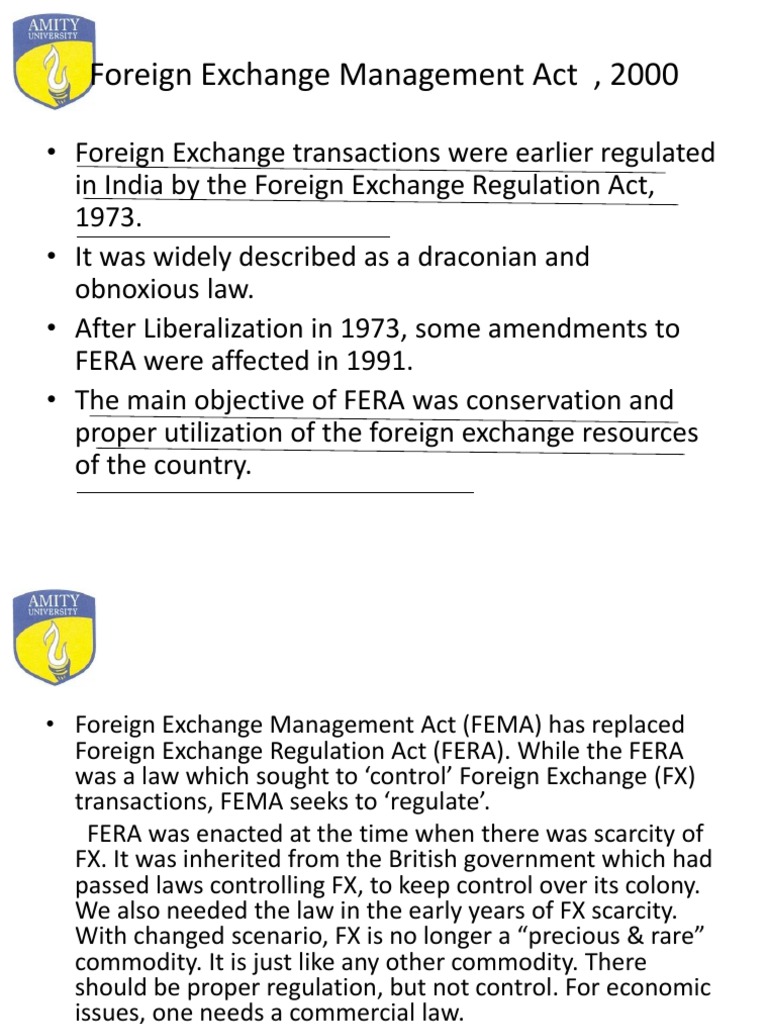 Overview of the Foreign Exchange Management Act | PDF | Foreign ...
