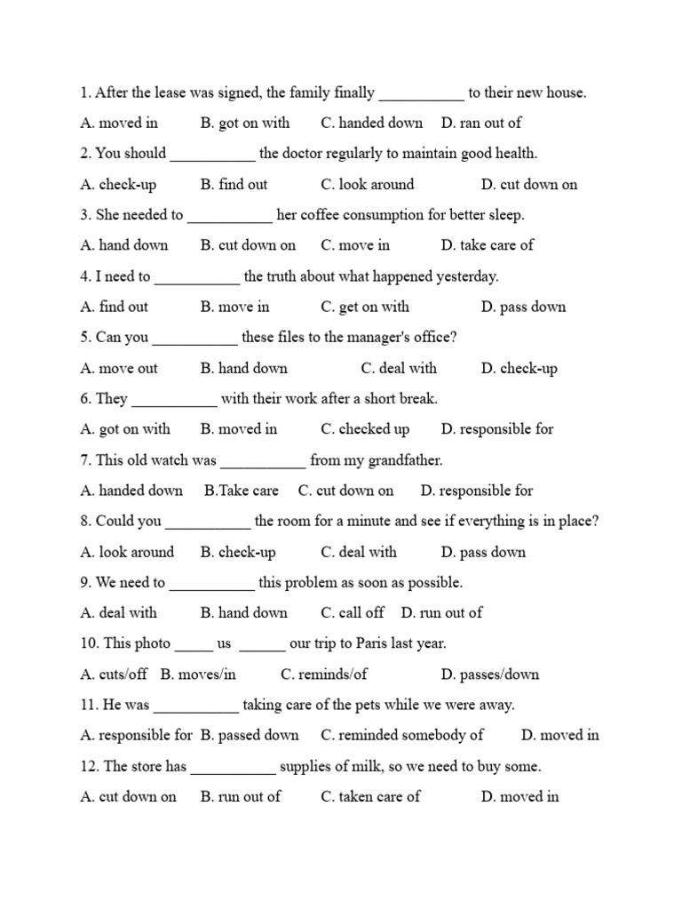 Phrasal Verb Unit 1 | PDF