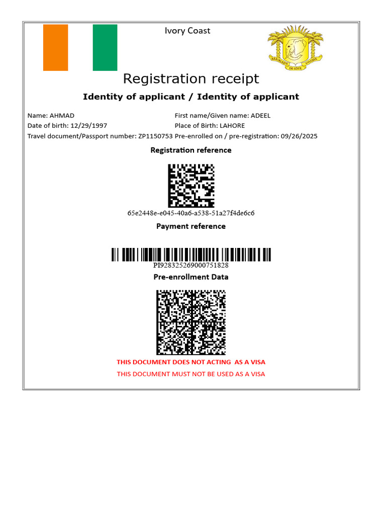 Registration Receipt English | PDF