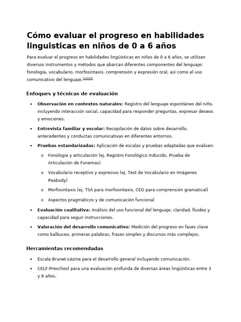 Evaluación de habilidades lingüísticas en niños | PDF | Fonología ...