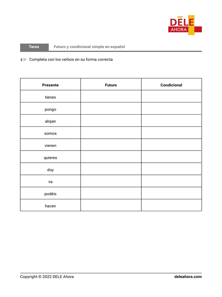 Futuro y Condicional Simple en Espanol | PDF