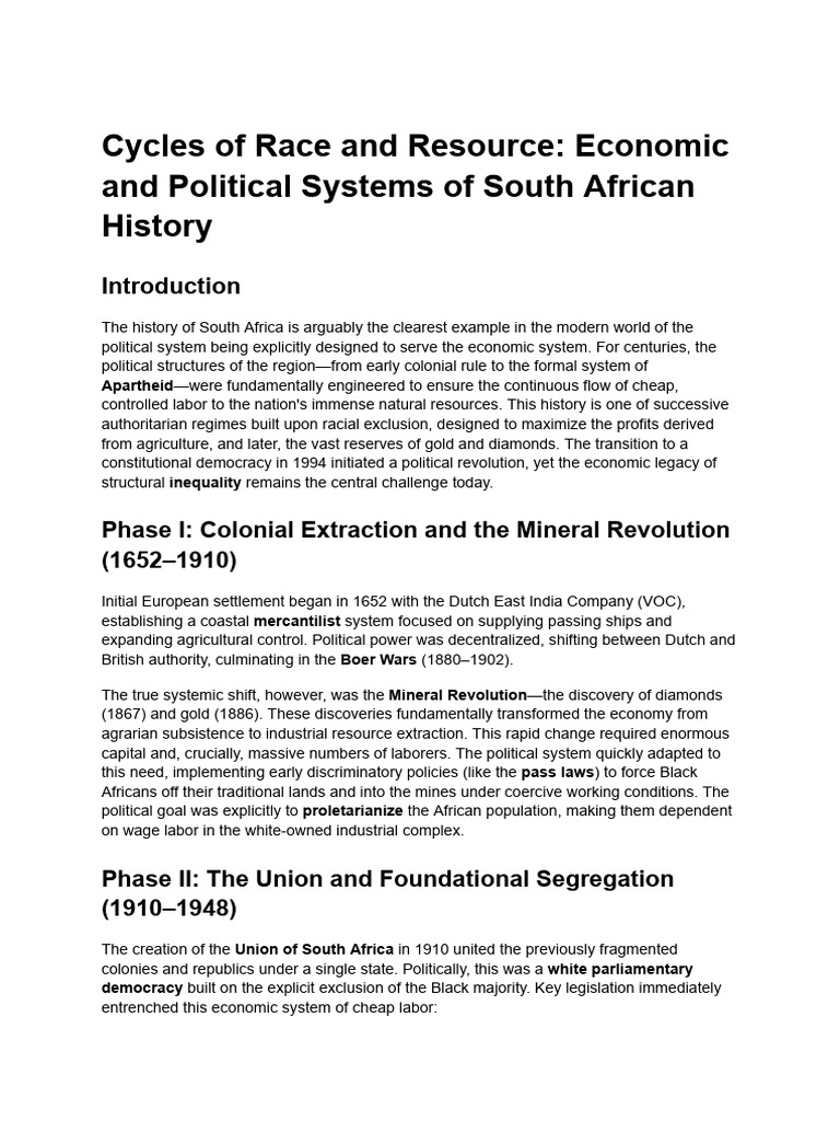 Cycles of Race and Resource - Economic and Political Systems of South ...