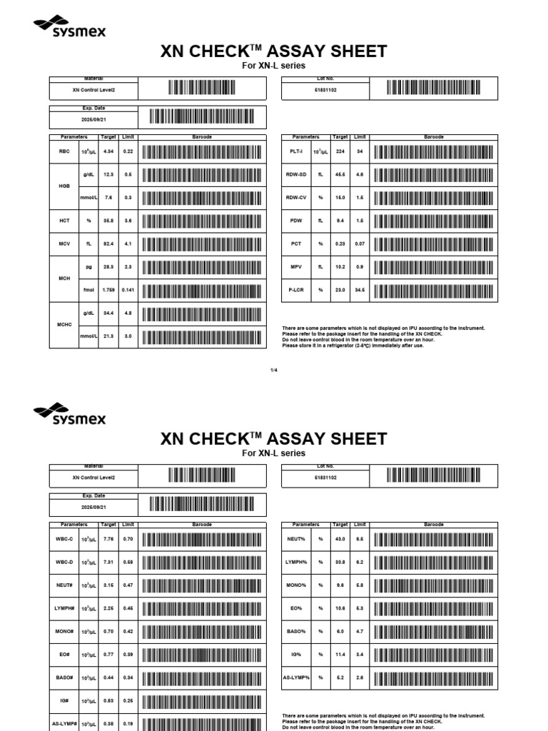 XN Check (51831102) AP For XN-L | PDF