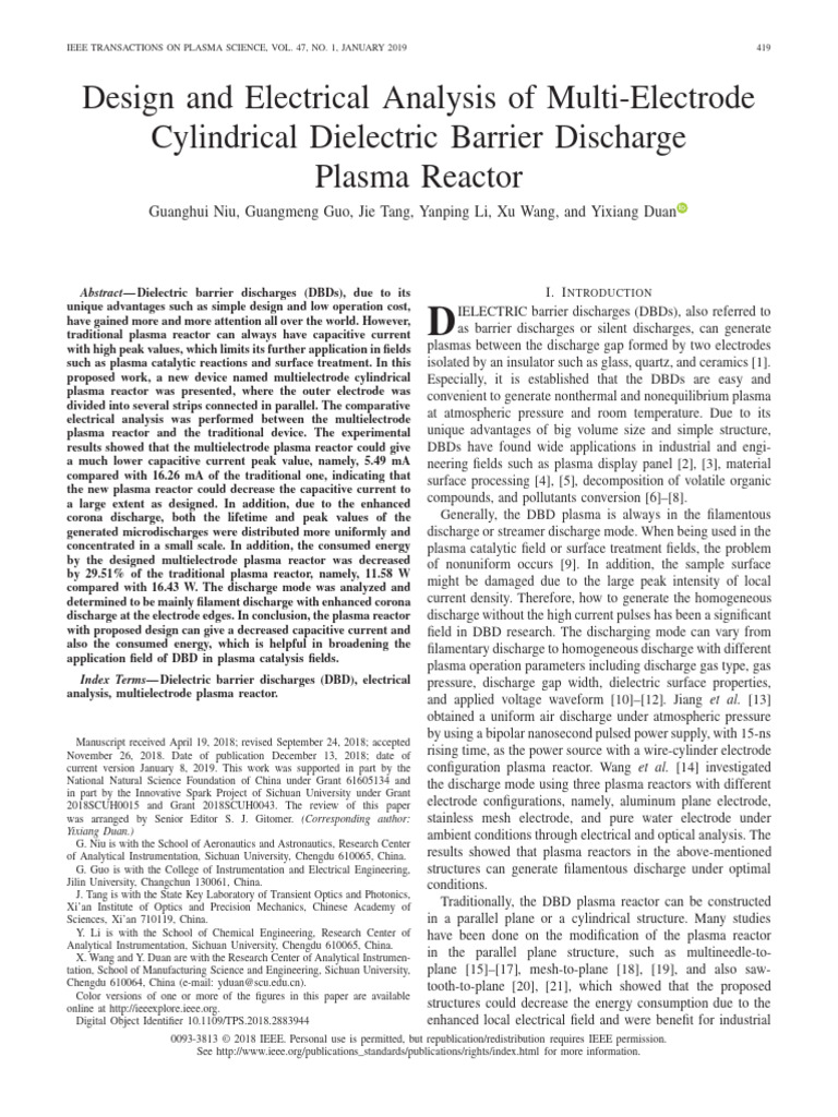 Multi-Electrode DBD Plasma Reactor Design | PDF | Electrical Breakdown ...
