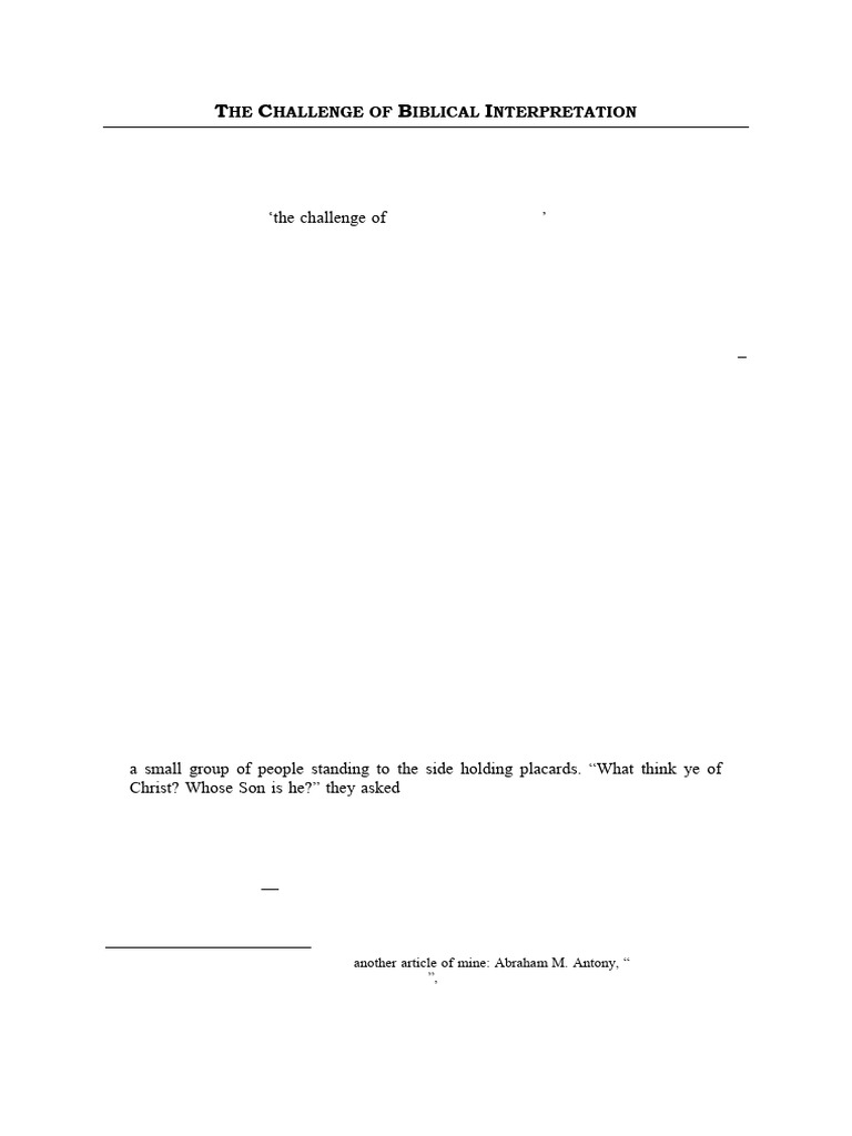 Challenge of Biblical Interpretation - 18!9!25-Morning | PDF | Bible ...