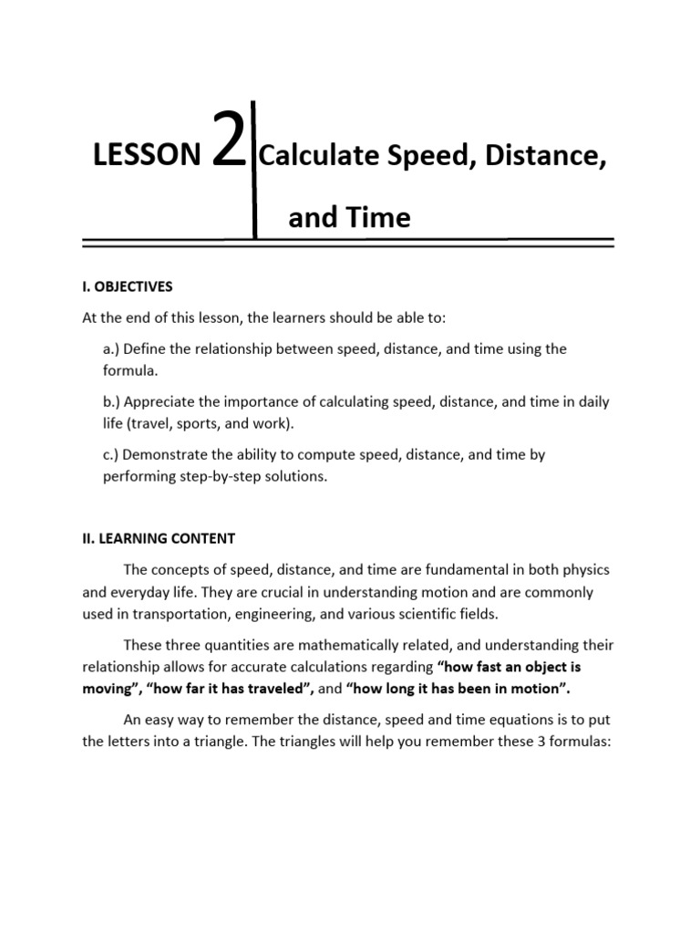 Speed, Distance, and Time Calculations | PDF | Speed | Distance