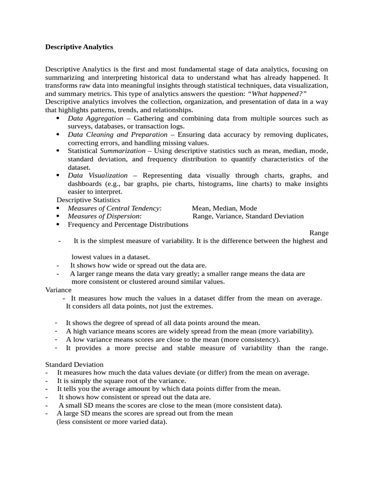 Understanding Descriptive Analytics | PDF | Student's T Test | Standard ...