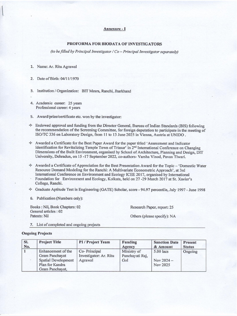 Proforma For Project | PDF