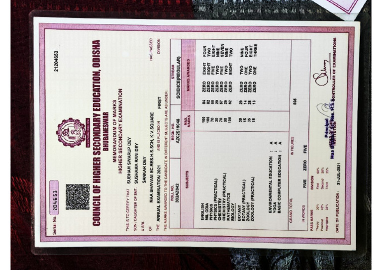 Plus 2 Certificate | PDF