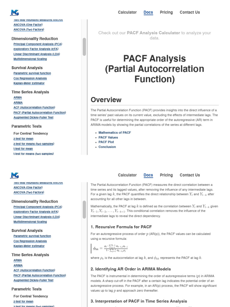 PACF Analysis - MetricGate Calculator | PDF | Autoregressive Integrated ...
