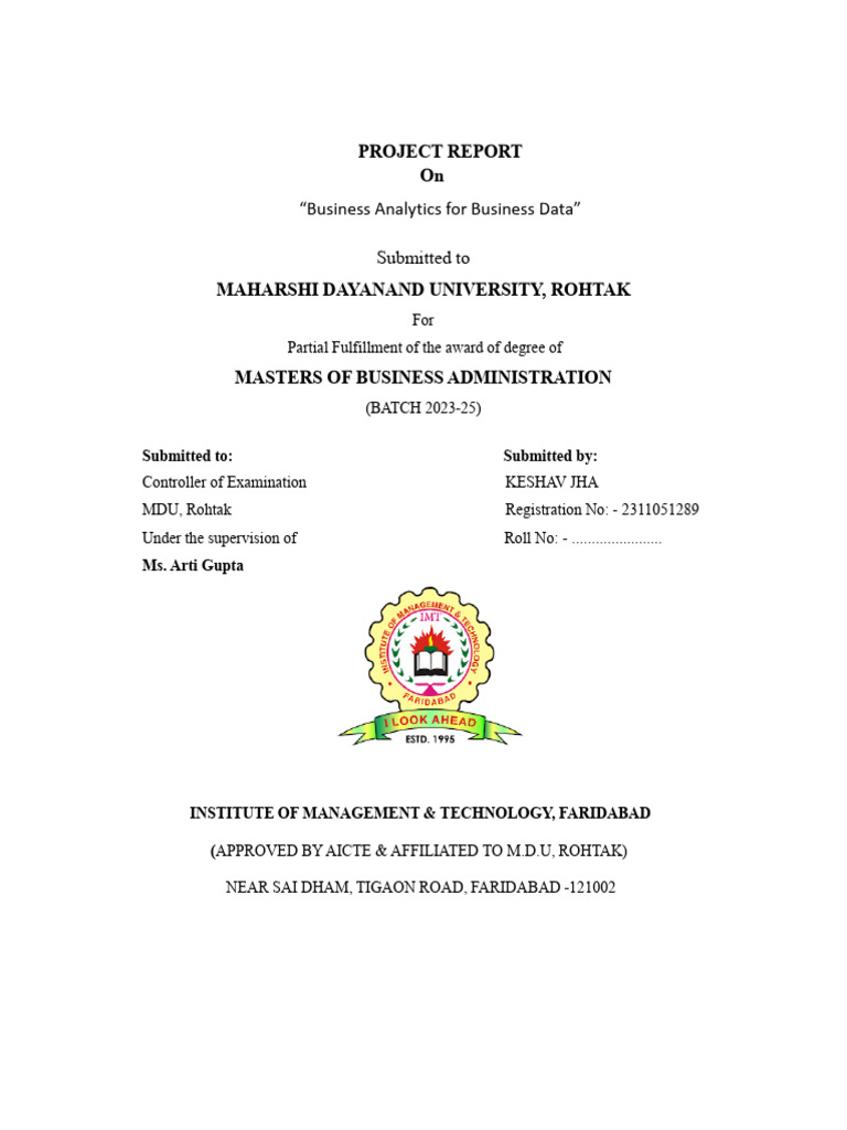 Project File For MBA (Business Analytics) | PDF | Analytics | Computer ...