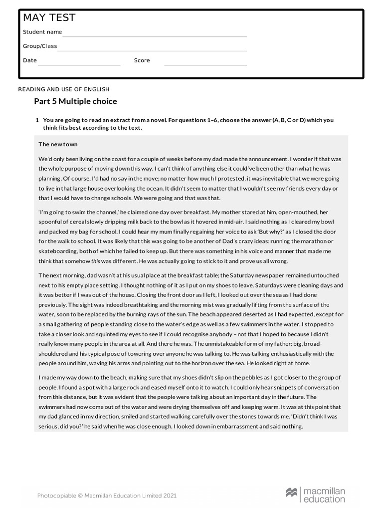 Student Reading Comprehension Test | PDF
