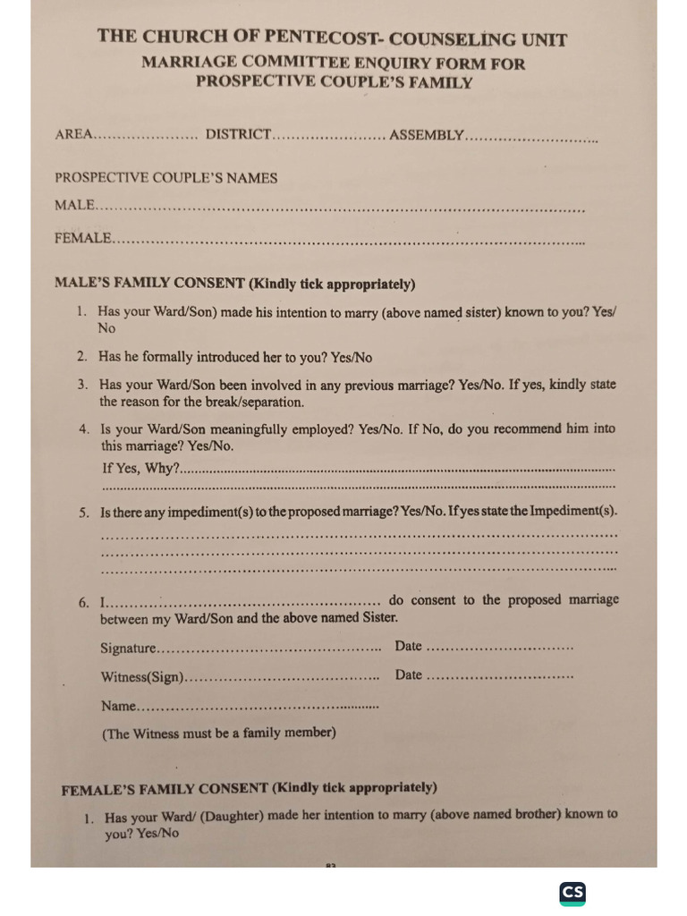 Marriage Form | PDF
