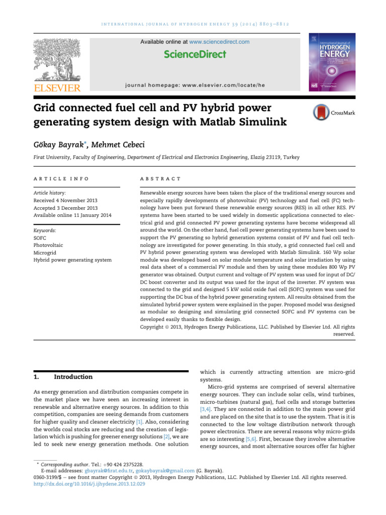 Hybrid Fuel Cell and PV System Design | PDF | Photovoltaic System ...