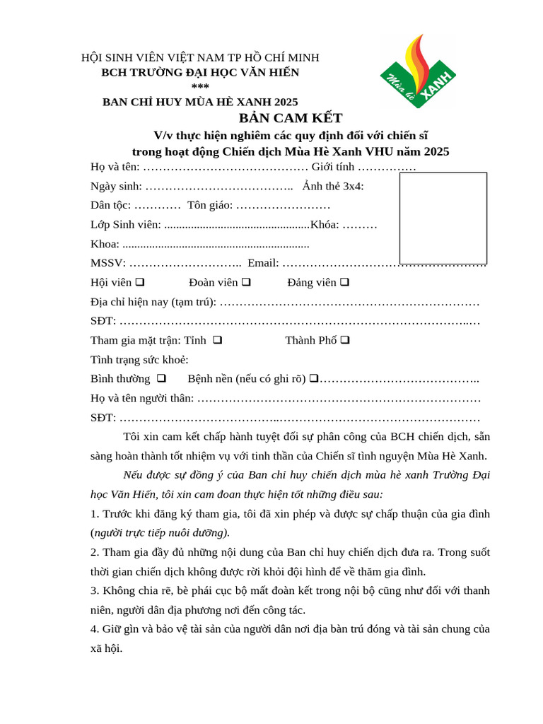 HSV - Ban Cam Ket MHX 2025 | PDF
