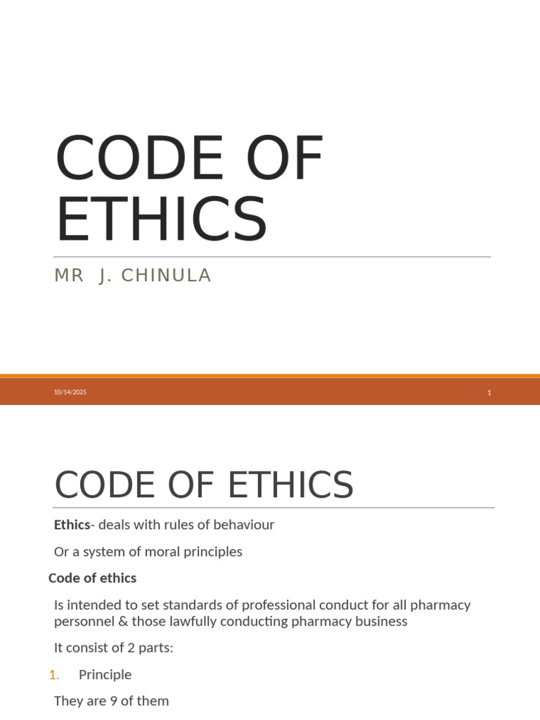 1.code of Ethics (Autosaved) (Autosaved) | PDF | Pharmacy | Medical ...