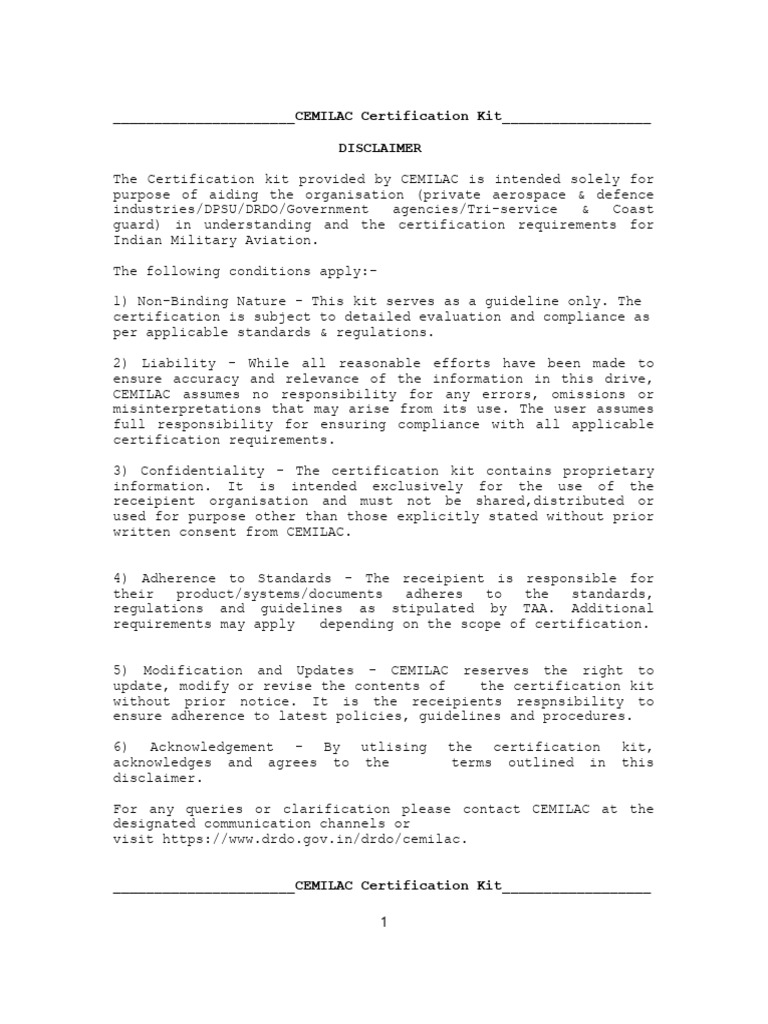 CEMILAC Certification Guidelines | PDF