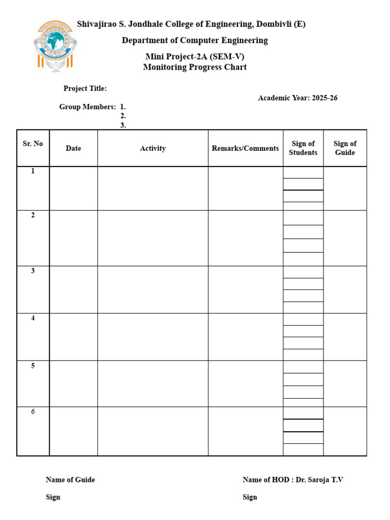 Progress Monitoring Chart for Mini Project | PDF