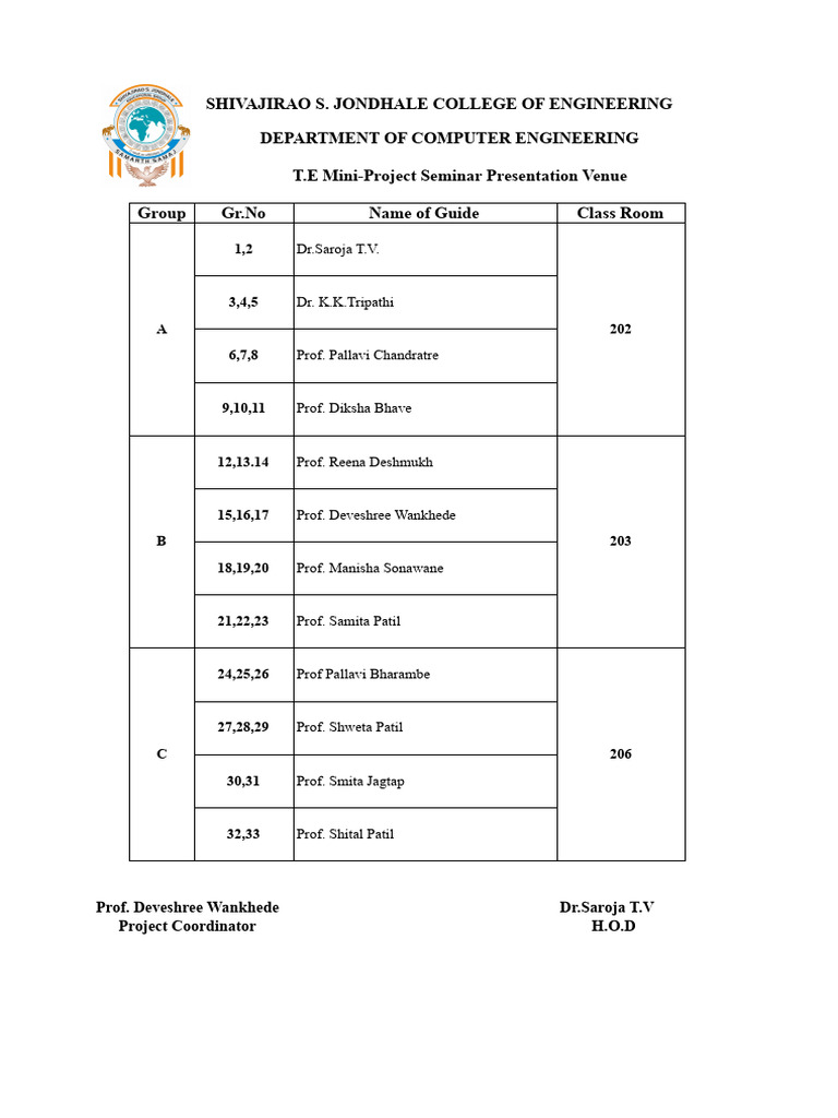 TE MiniProject - Seminar1 Venue | PDF