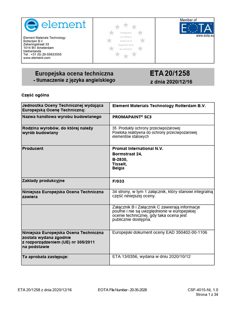 (PL) Eta 20-1258 - Promapaint® SC3 | PDF