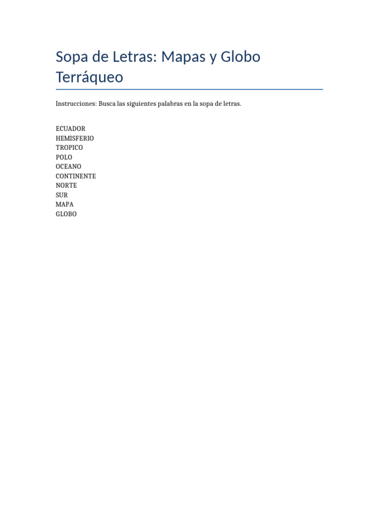 Sopa Letras Geografia | PDF