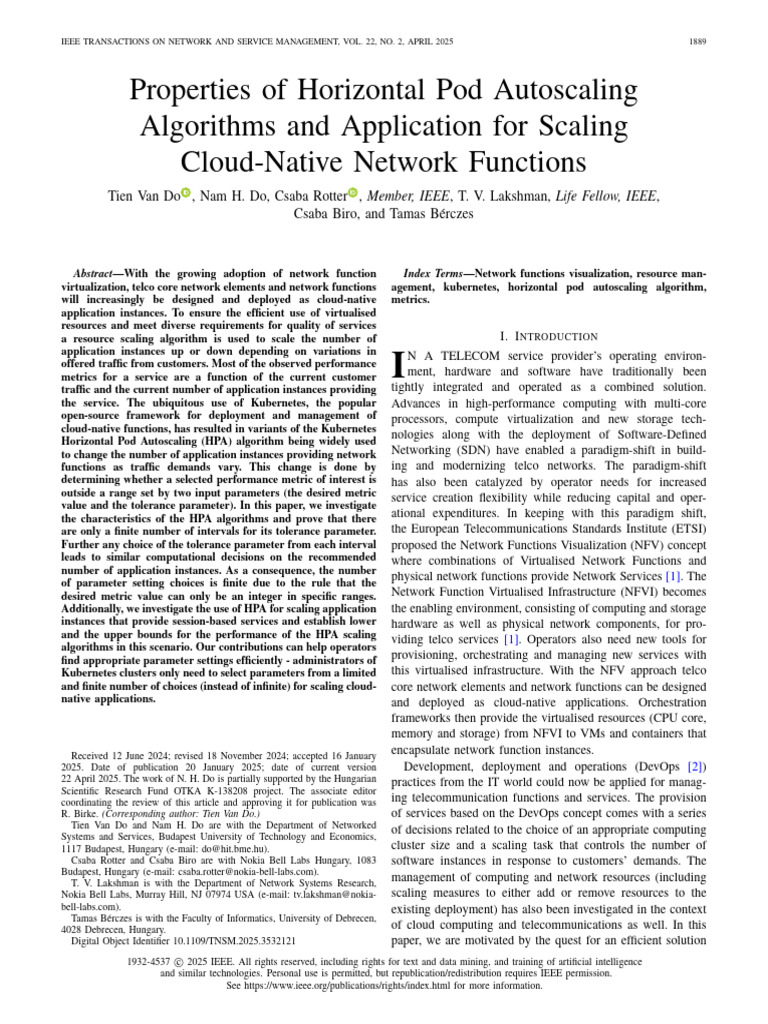 Properties of Horizontal Pod Autoscaling Algorithms and Application For Scaling Cloud-Native ...