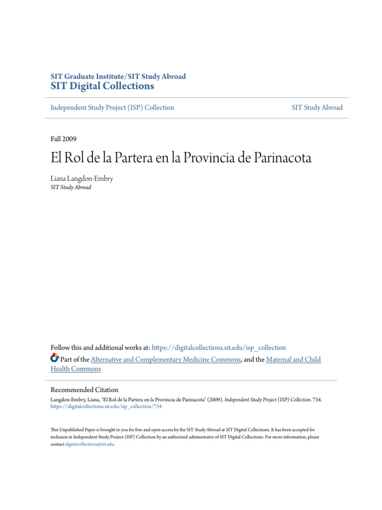 Rol de la Partera en Parinacota, Chile | PDF | Partería | Parto