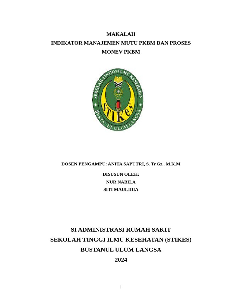 Indikator Manajemen Mutu PKBM dan Monev | PDF