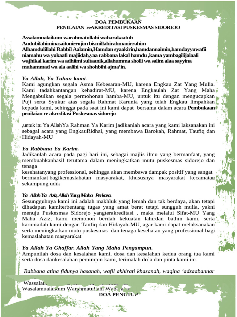 Doa Pembukaan Dan Penutup Re Akre | PDF