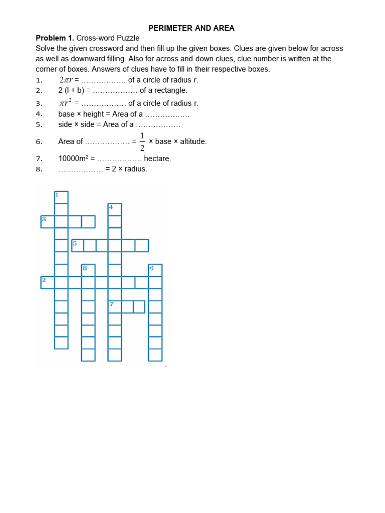 Perimeter and Area Problems Worksheet | PDF | Area | Length