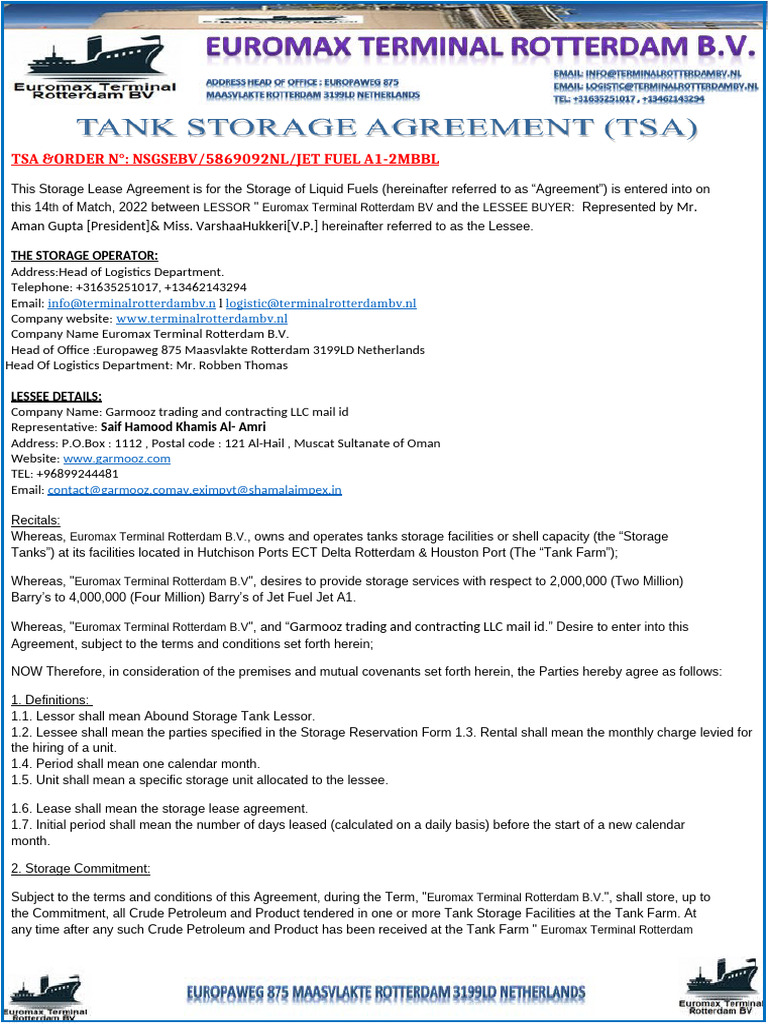 TSA Euromax Terminal Rotterdam B V | PDF | Lease | Taxes