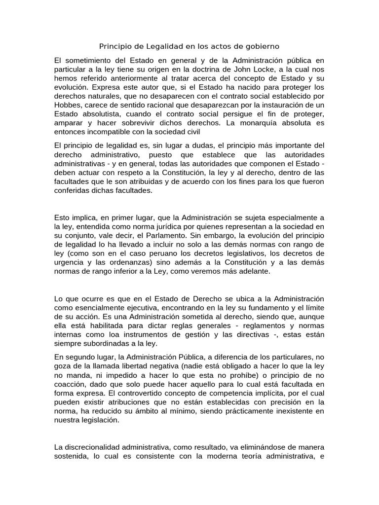 Principio de Legalidad en la Administración Pública | PDF | Regulación ...