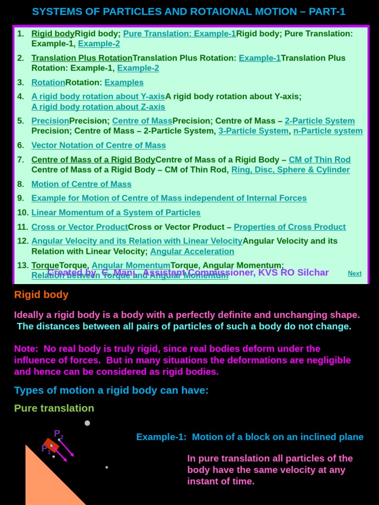 Rigid Body Motion and Center of Mass | PDF | Torque | Rotation Around A ...