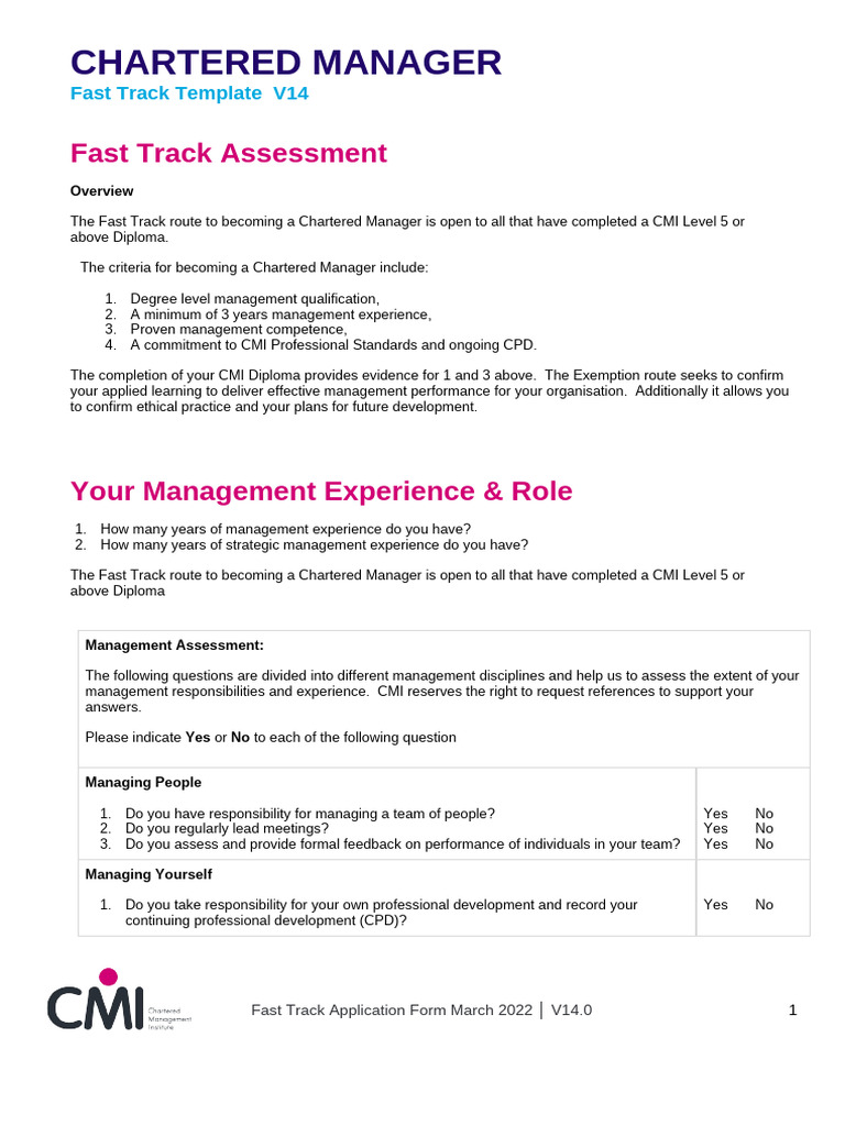 Chartered Manager Fast Track Guide | PDF | Professional Development ...