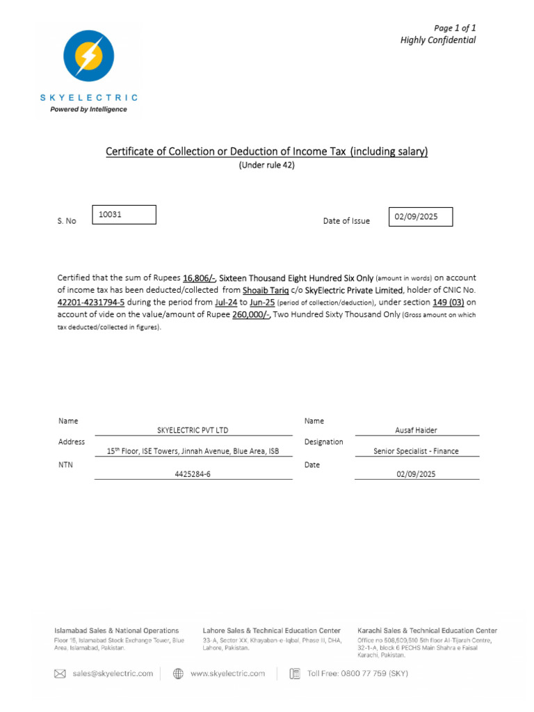 Tax Certificate - 2025 PDF Format-298 | PDF