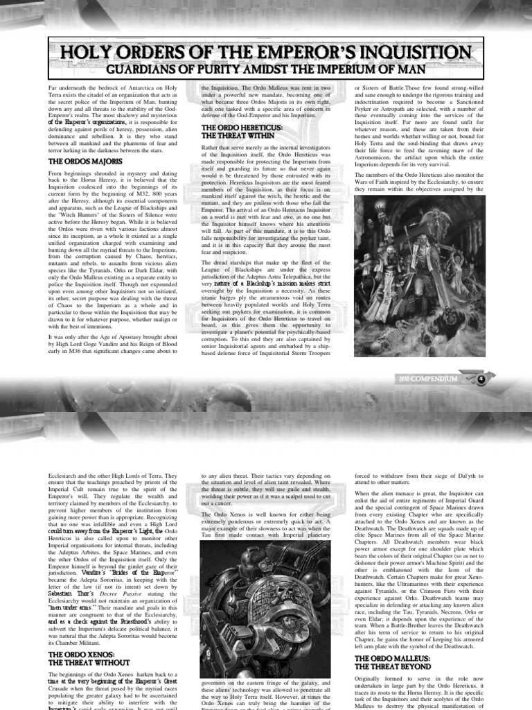 Battlefleet Gothic 2010 Compendium: Holy Orders of The Emperors ...