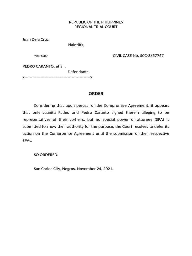 Caranto Order | PDF