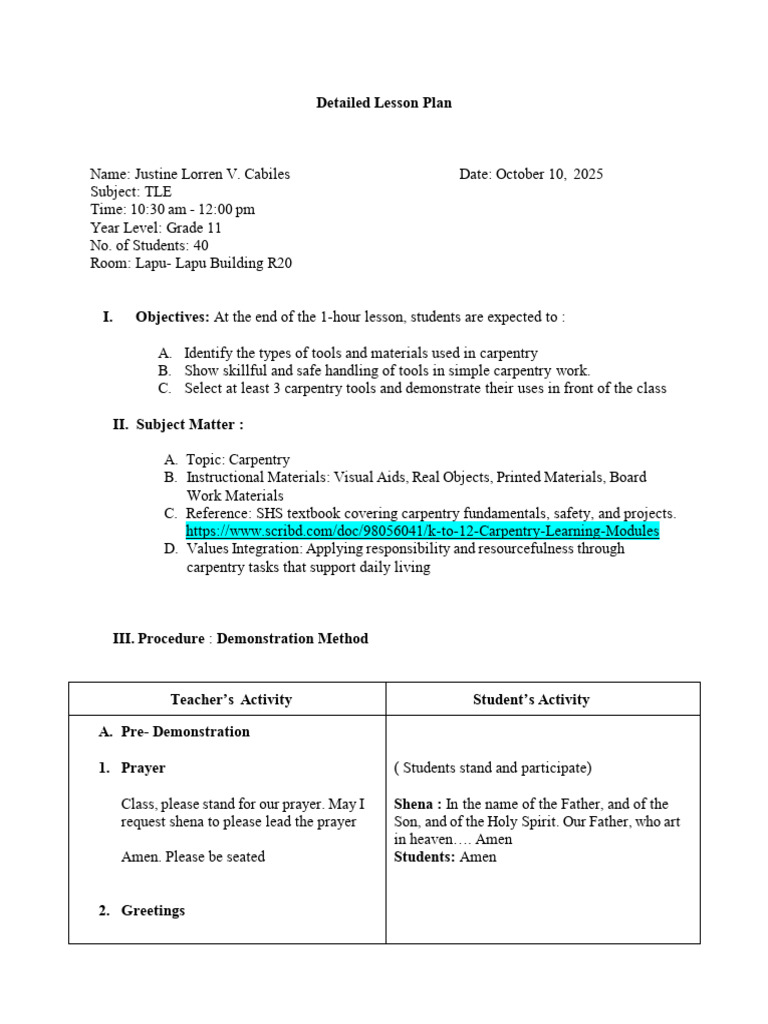 Detailed Lesson Plan - Cabiles | PDF