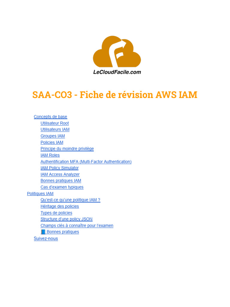 Révision complète sur AWS IAM | PDF | Informatique