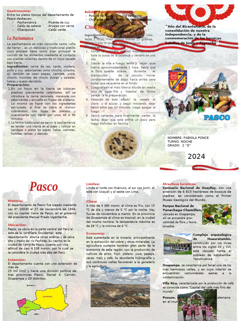 Triptico Pasco | PDF | Cocina occidental | Cocina de las Americas