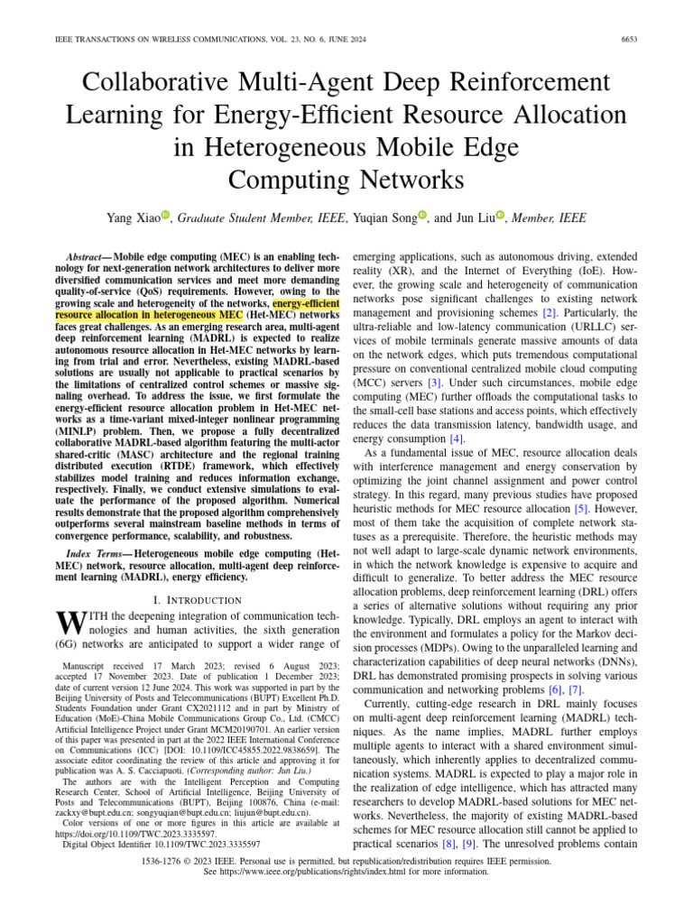 Collaborative Multi-Agent Deep Reinforcement Learning For Energy-Efficient Resou | PDF ...