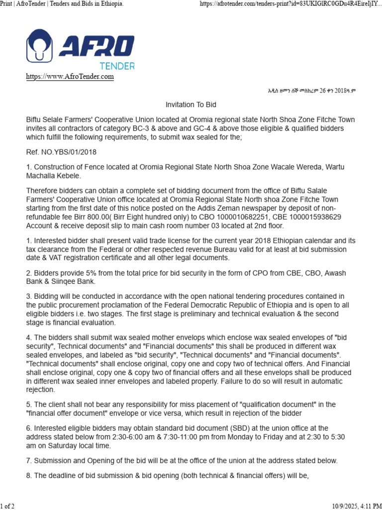 Biftu Selale Farmers Cooperative | PDF