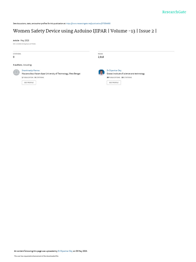 Women Safety Device Using Arduino | PDF | Direct Current | Arduino