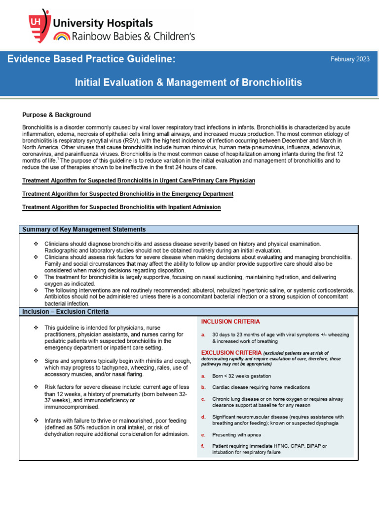 Guidelines for Managing Bronchiolitis | PDF | Human Diseases And ...