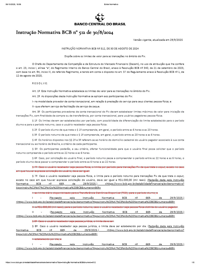 Instrução Normativa BCB n° 512 de 30.08.2024 | PDF