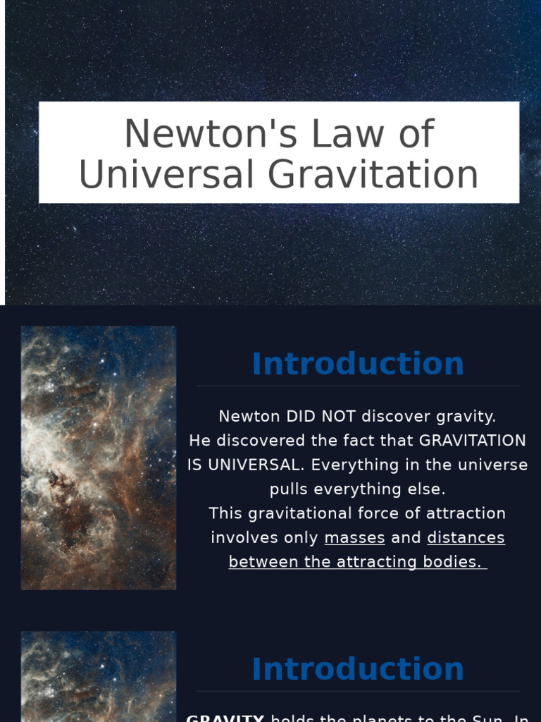 Newtons Law of Universal Gravitation | PDF | Newton's Law Of Universal ...
