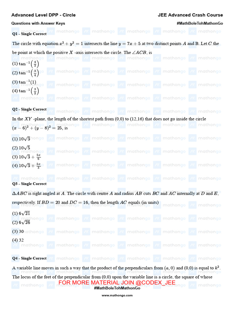 Advanced Circle Geometry Questions | PDF | Circle | Elementary Geometry