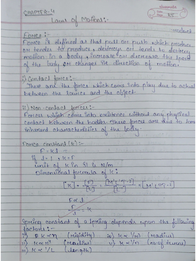 Chapter 4 Physics Part 1 Laws of Motion Physics Class 11 Useful | PDF
